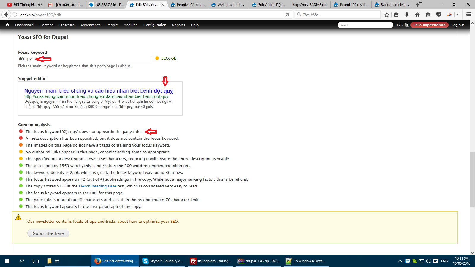 The focus keyword does not appear in the page title [#2755393] | Drupal.org